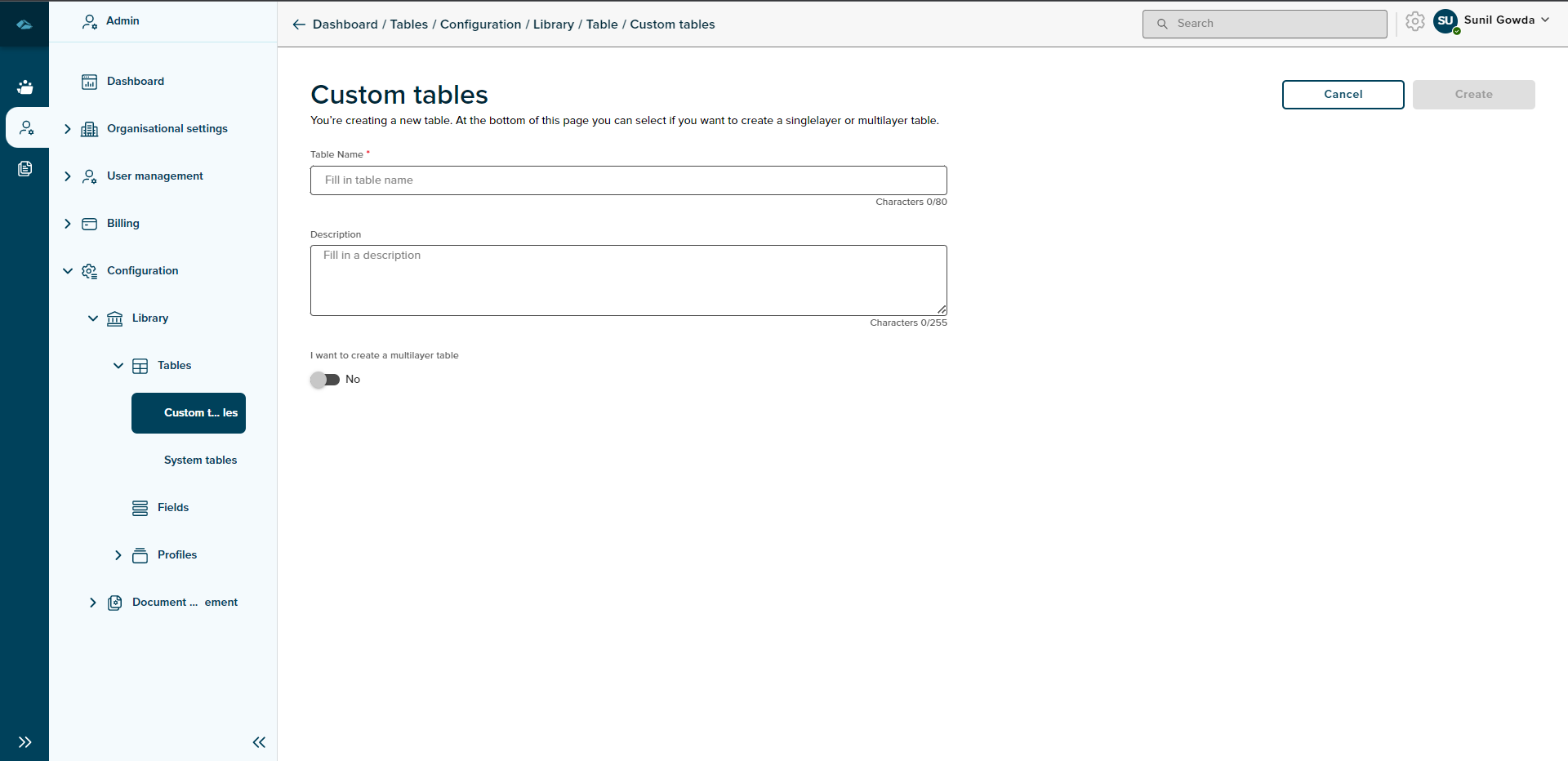 Creation of Custom Table | Decos Wiki